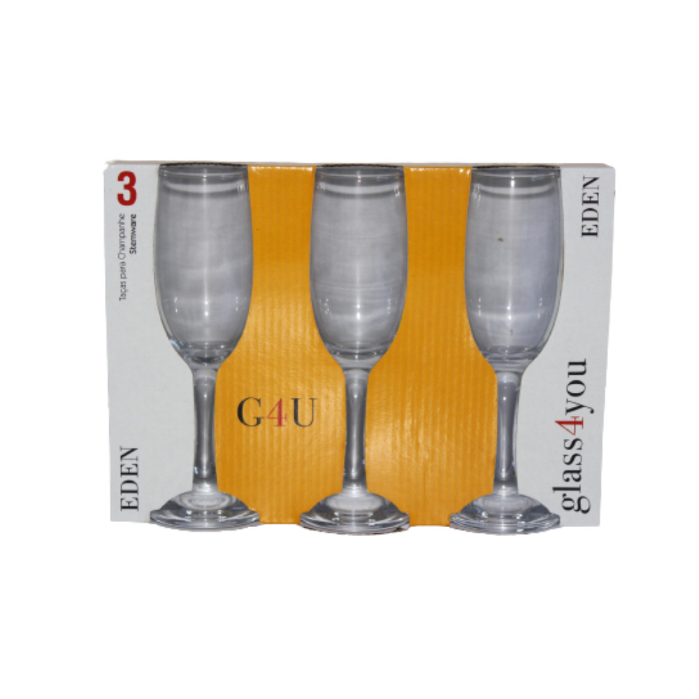 Jogo c/ 03 tacas vidro 190ml champagne 3626 Euroquadros Fratelli - Marbel Distribuidora